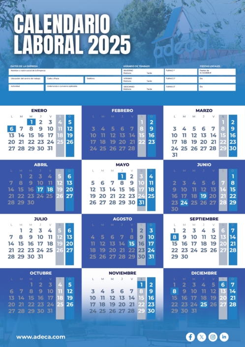 Calendario Laboral 2025 de ADECA: conoce las fechas clave - Adeca